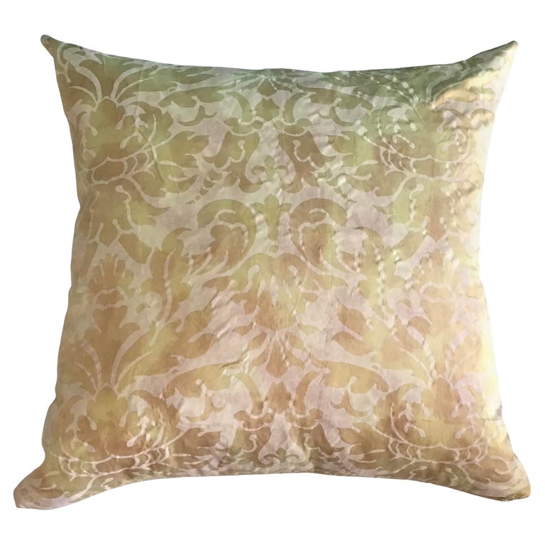 Fortuny Gold Colour Down Toss Pillow With Gold Velvet Back For Sale at ...