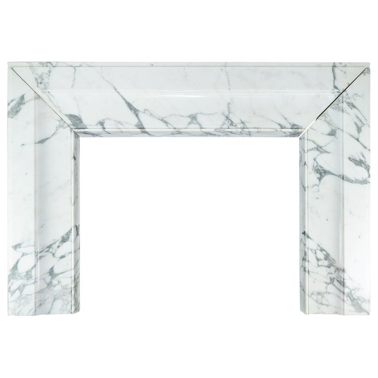 Carved Bolection Style White and Grey Veined Marble Mantel For Sale at ...