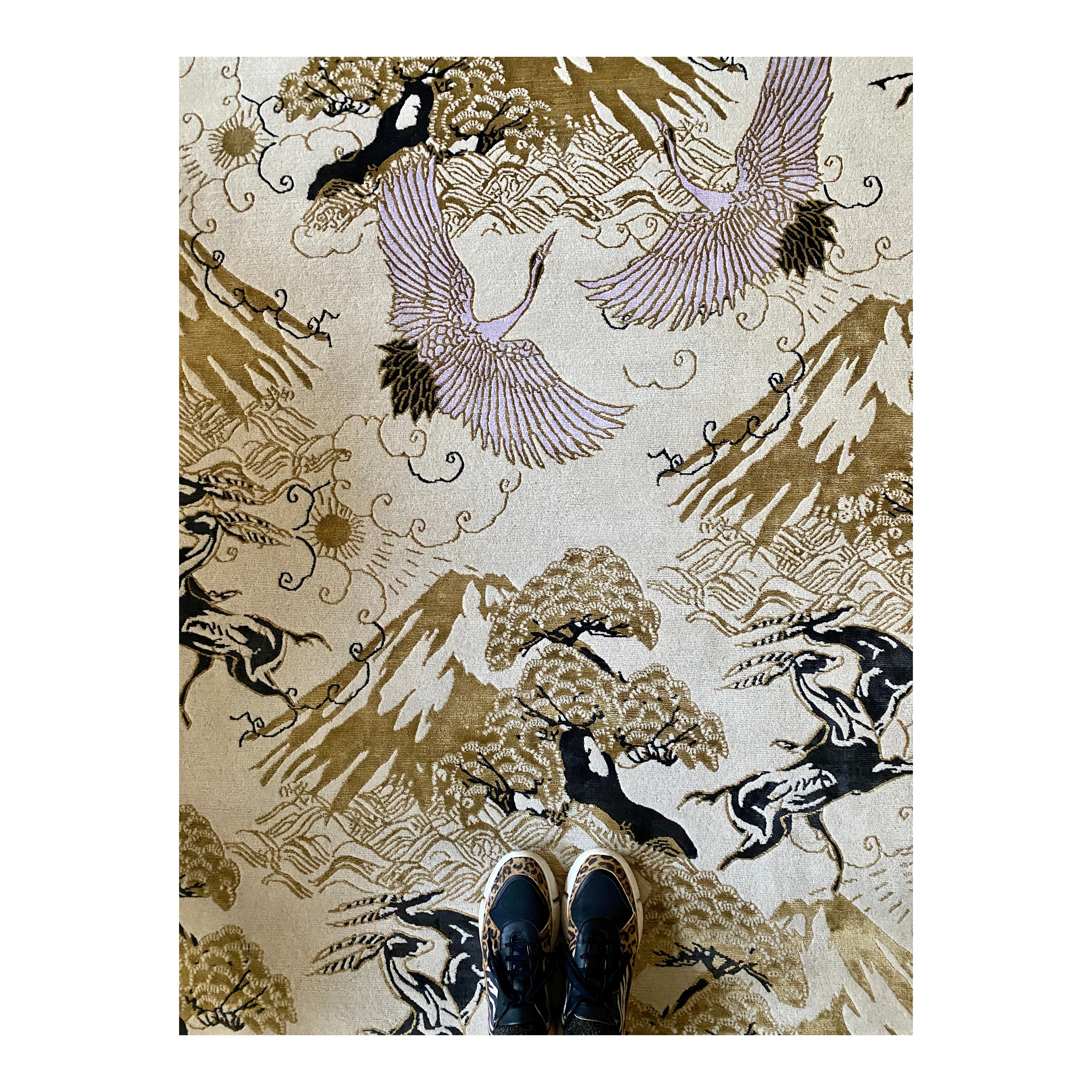 Phoenix Black, Hand Knotted rug, in Wool and Silk by Wendy Morrison For ...