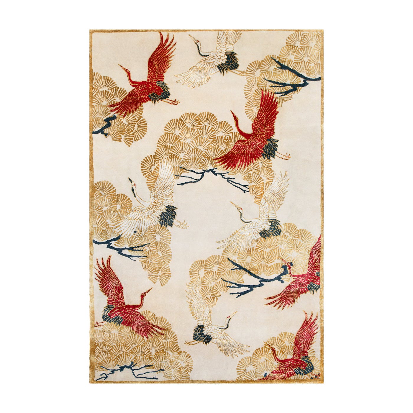 Cranes and Trees, Hand Tufted Rug, in Wool and Tencel by Wendy Morrison ...