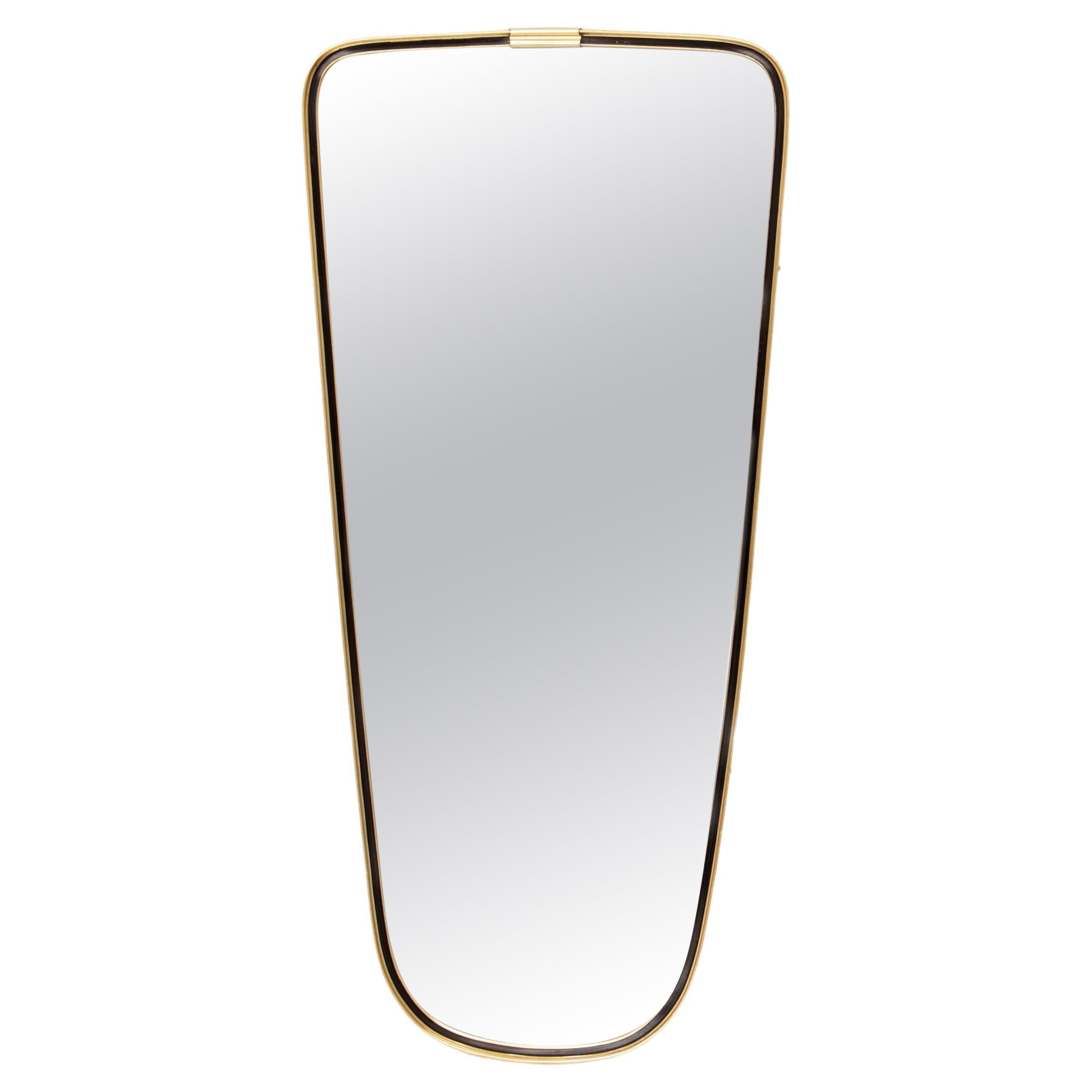 Vintage Elongated Mirror with Ornate Brass Edge, 1960s For Sale at 1stDibs