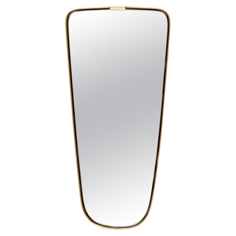 Vintage Elongated Mirror with Brass Rim, 1960s For Sale at 1stDibs