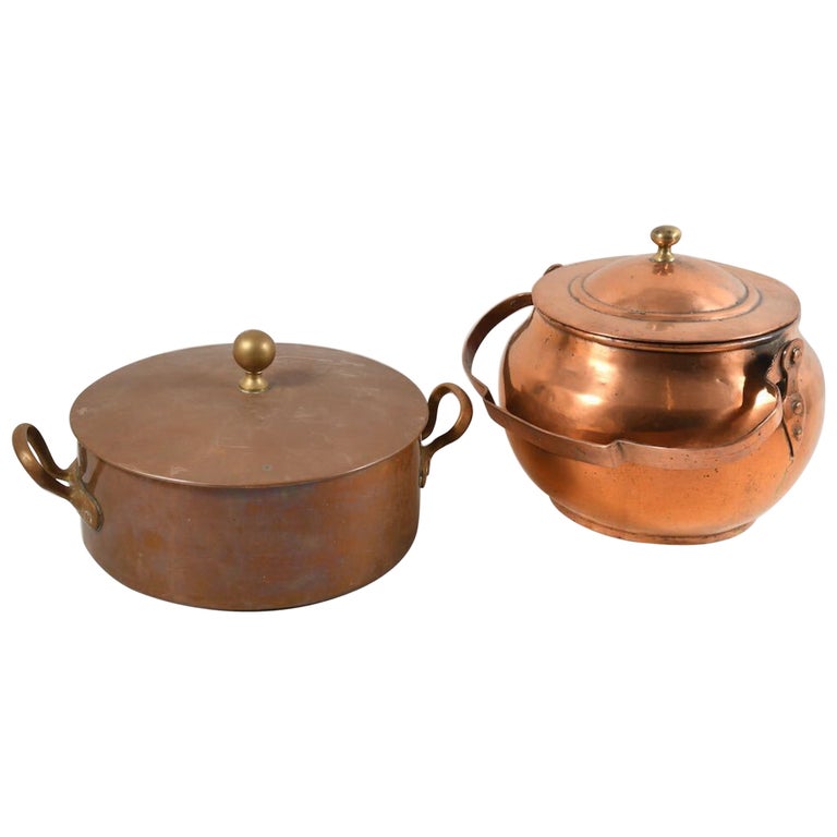 Antique 19th Century Copper Skillet and Hanging Pan, Private Collection ...