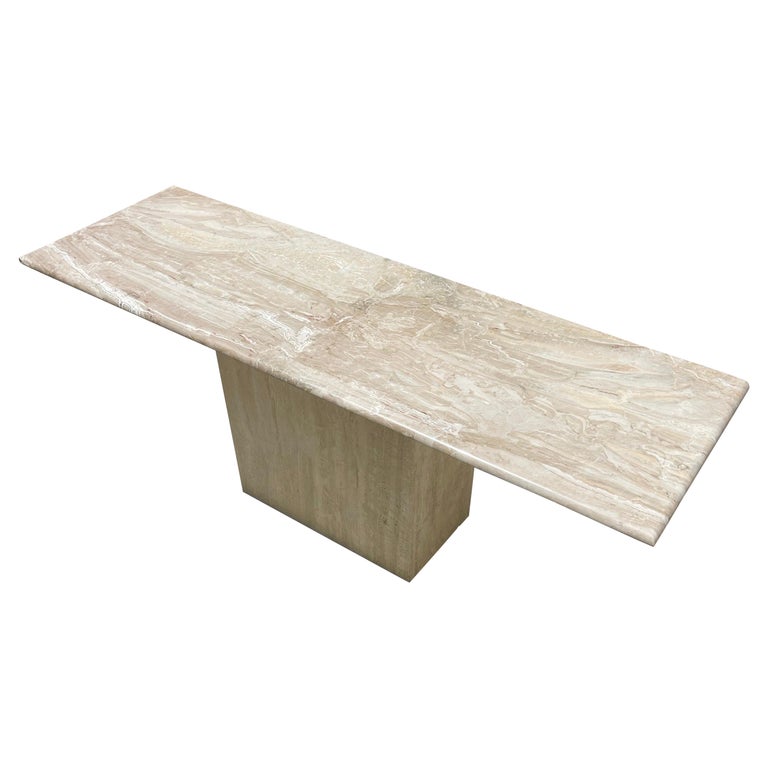 Console italienne vintage en marbre et travertin En vente sur 1stDibs