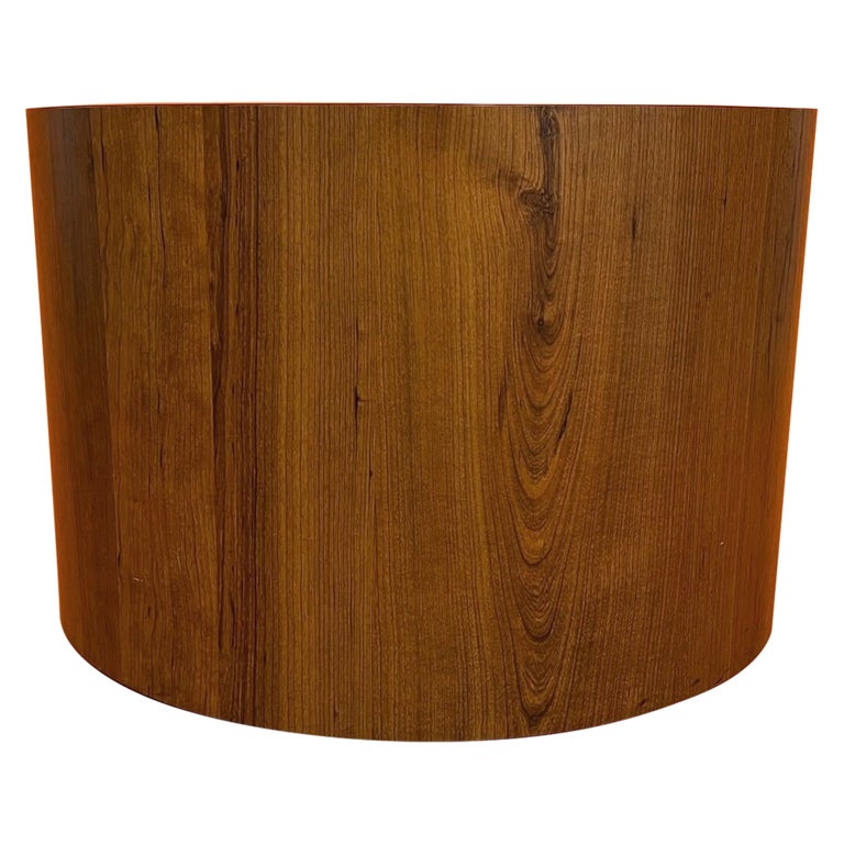 Mid century teak circle drum shaped coffee table end table 1970s Circa ...