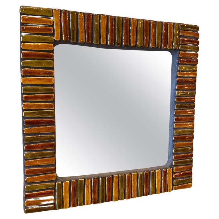 Ceramic Mirror by Mithé Espelt, France, 1970s For Sale at 1stDibs