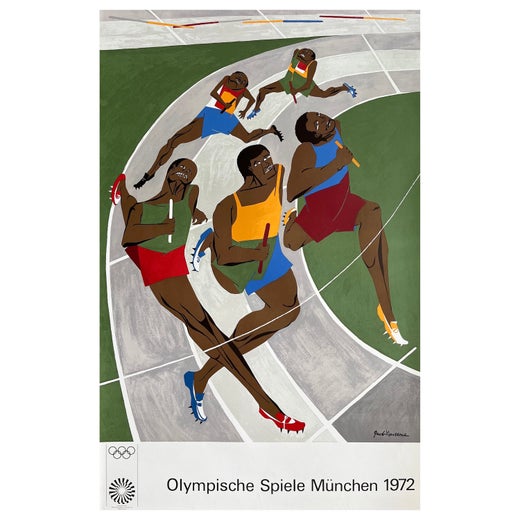 Jacob Lawrence Poster The Relay Race Lithograph Olympic Games Munich ...