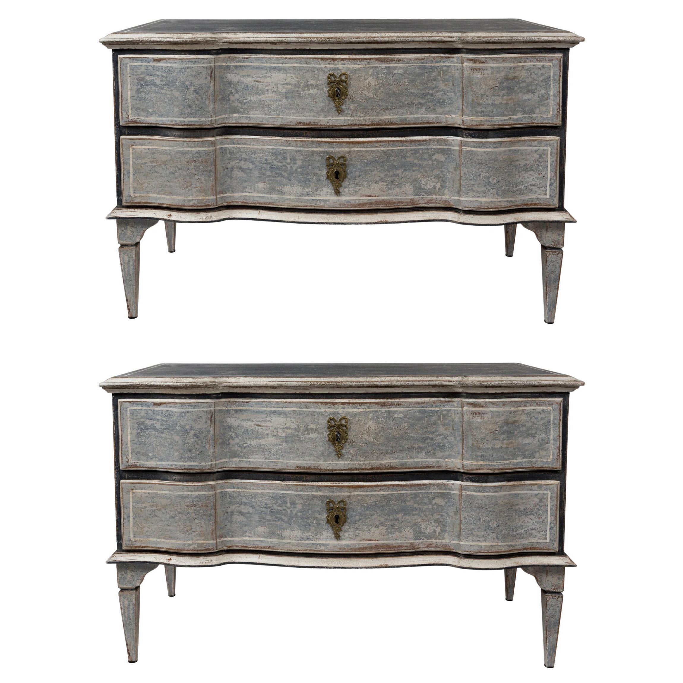 Large Early 19th Century Pair of Baltic Baroque Painted Chests at 1stDibs