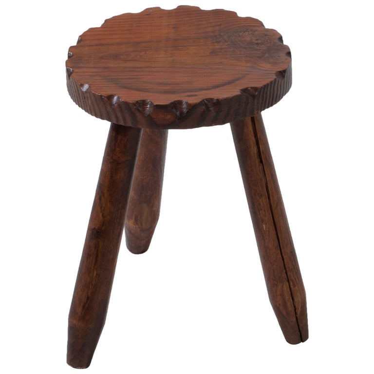 Midcentury French Walnut Stool, Jean Touret-Inspired, 1960s For Sale at ...