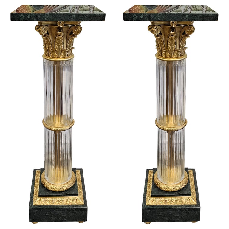 A Pair of Italian Neoclassical Style Murano Glass And Marble Pedestal ...