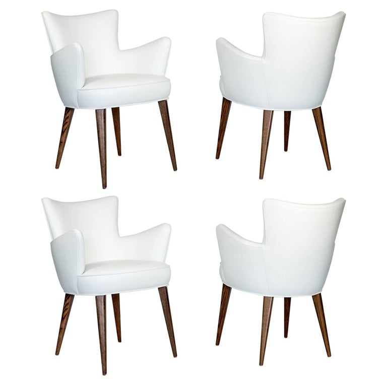 Set of Four White Leather Aube Chairs by Bourgeois Boheme Atelier For ...