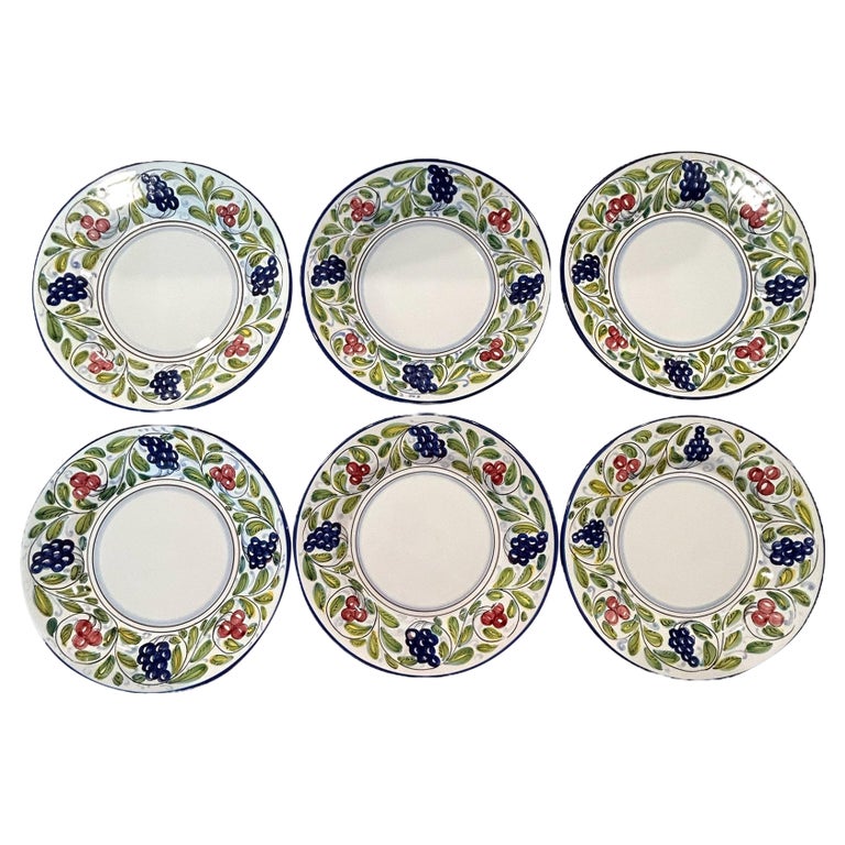Vintage Deruta “Frutta” Design W/Grapes and Cherry Salad/Dessert Plates ...