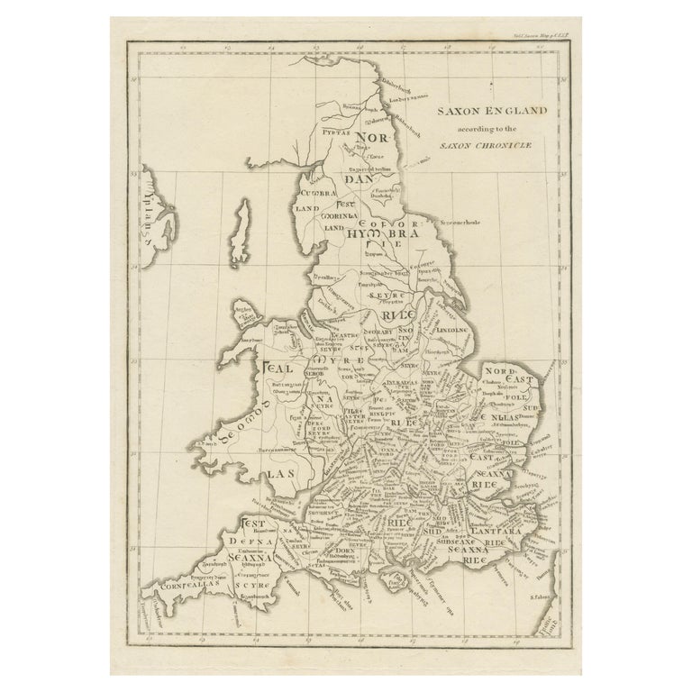Antique Map of Saxon England according to the Anglo-Saxon Chronicle For ...