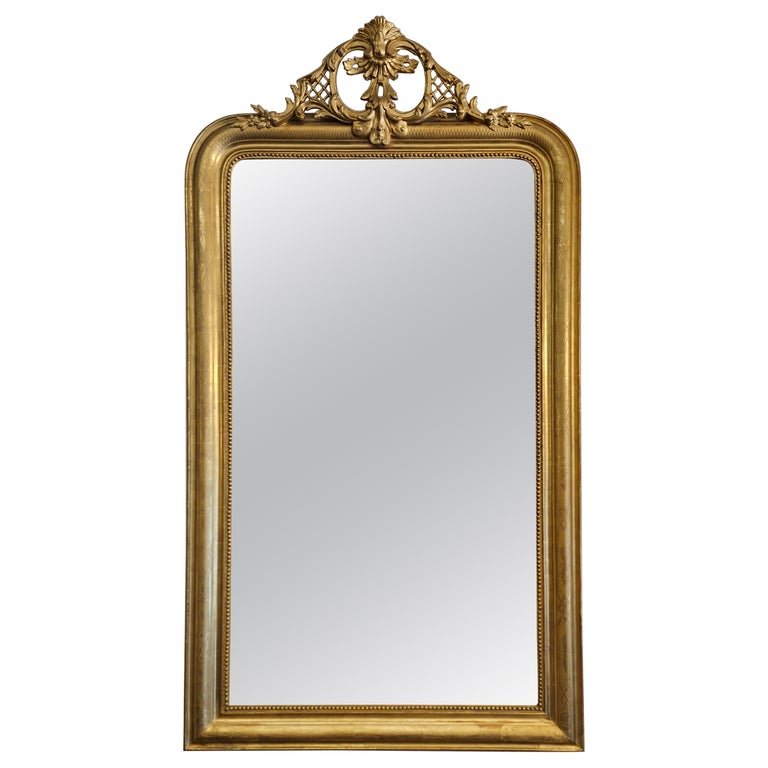 Louis Philippe Period Gilt Mirror with Crest For Sale at 1stDibs