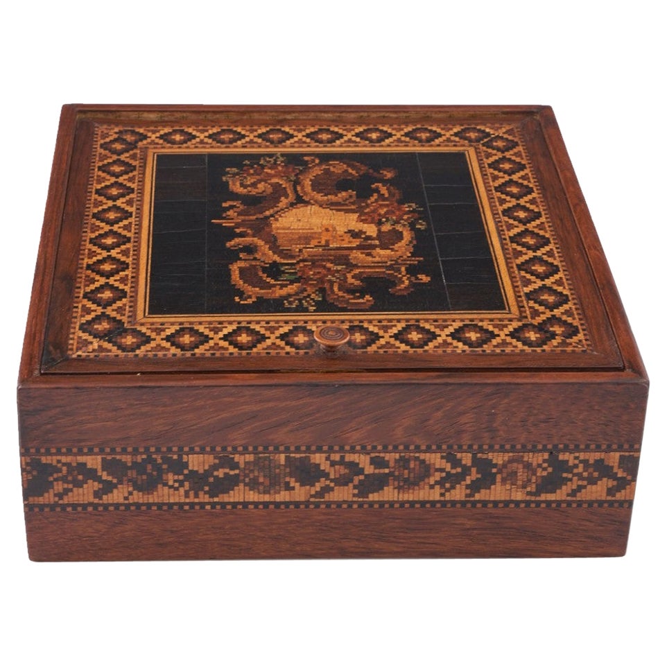 Victorian Tunbridge Ware Inlaid Walnut Jewelry Box at 1stDibs ...