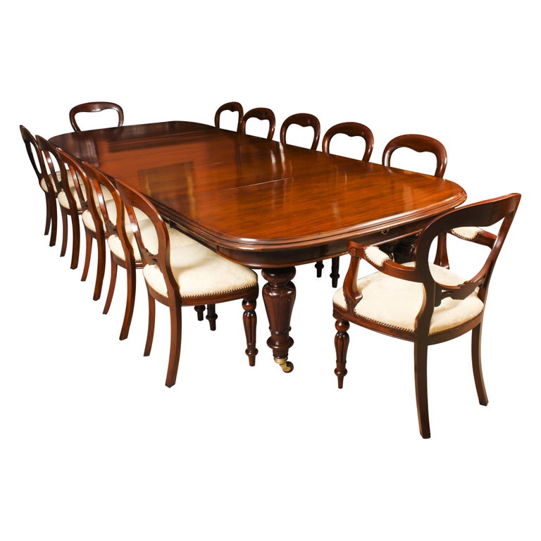 Antique Victorian D-End Mahogany Dining Table 19th Century and 12 ...