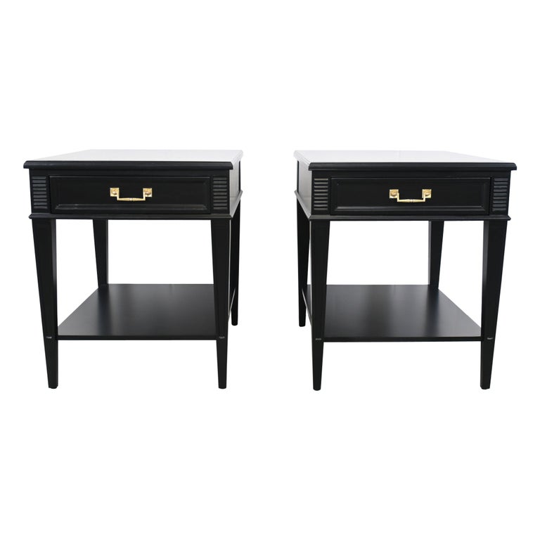 Heritage French Regency Black Lacquered End Tables or Bedside Tables ...