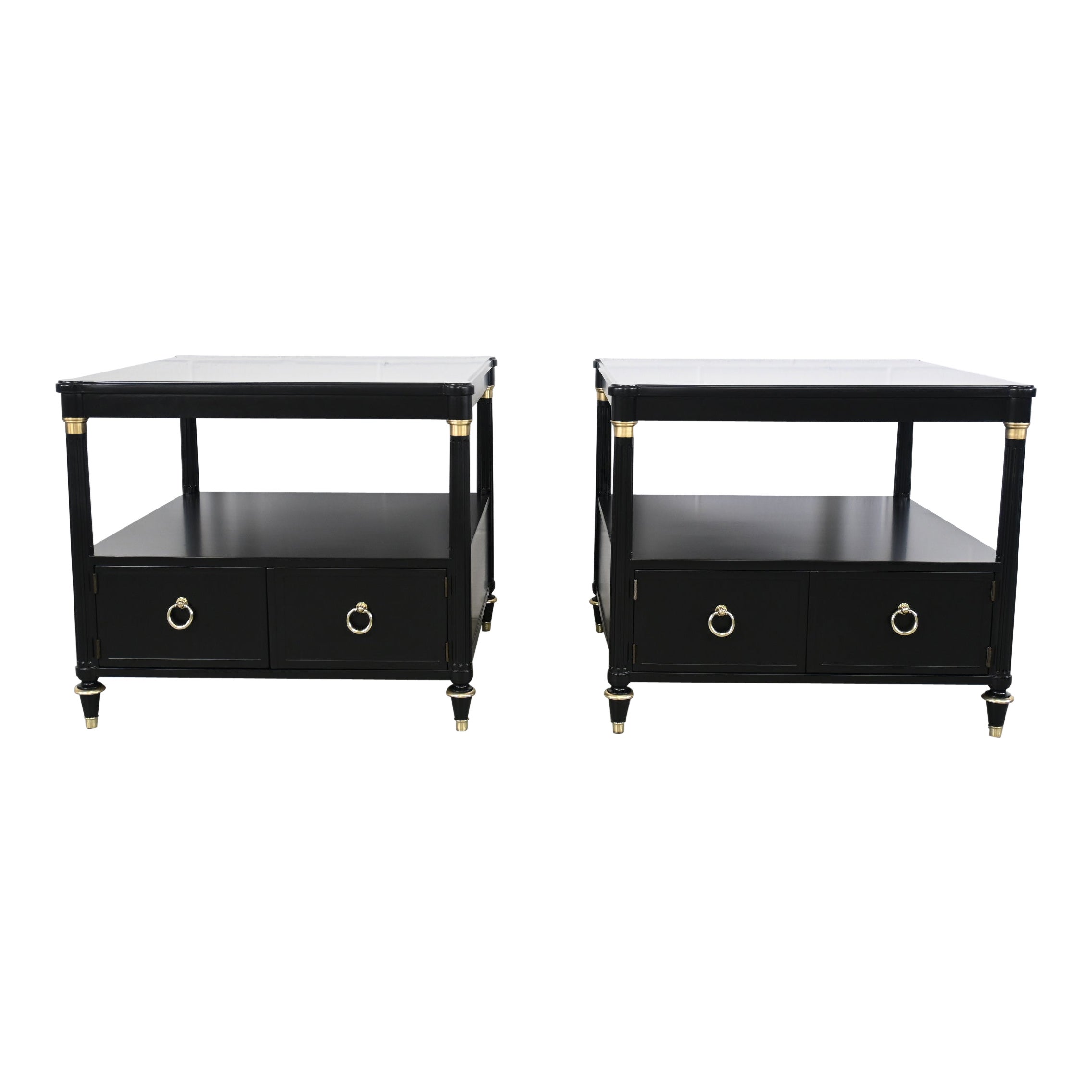 Heritage French Regency Black Lacquered End Tables or Bedside Tables ...