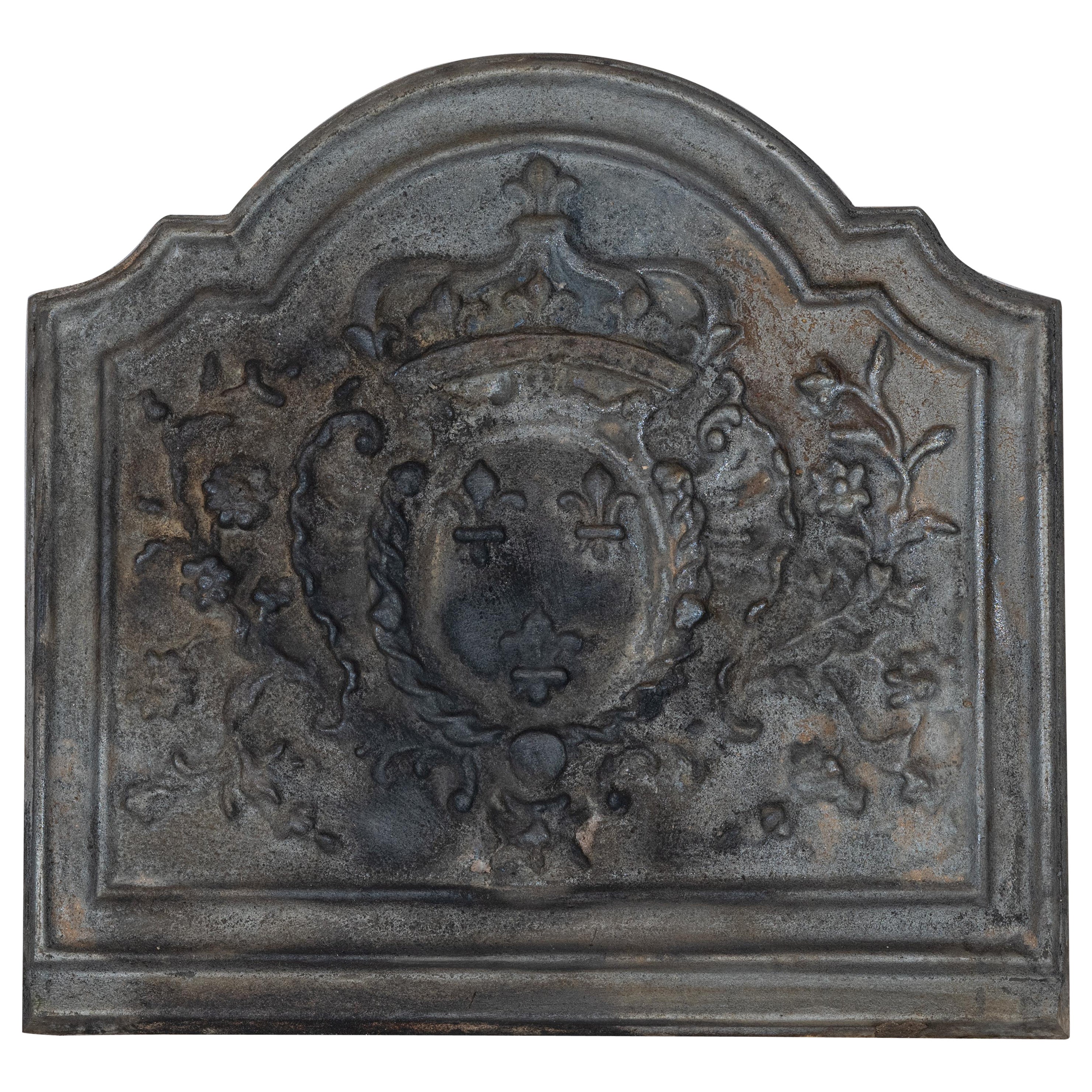 French Vintage Cast Iron Fireback For Sale at 1stDibs