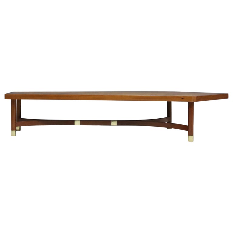 Large Harvey Probber Attributed Cocktail Table with Brass Accents For ...