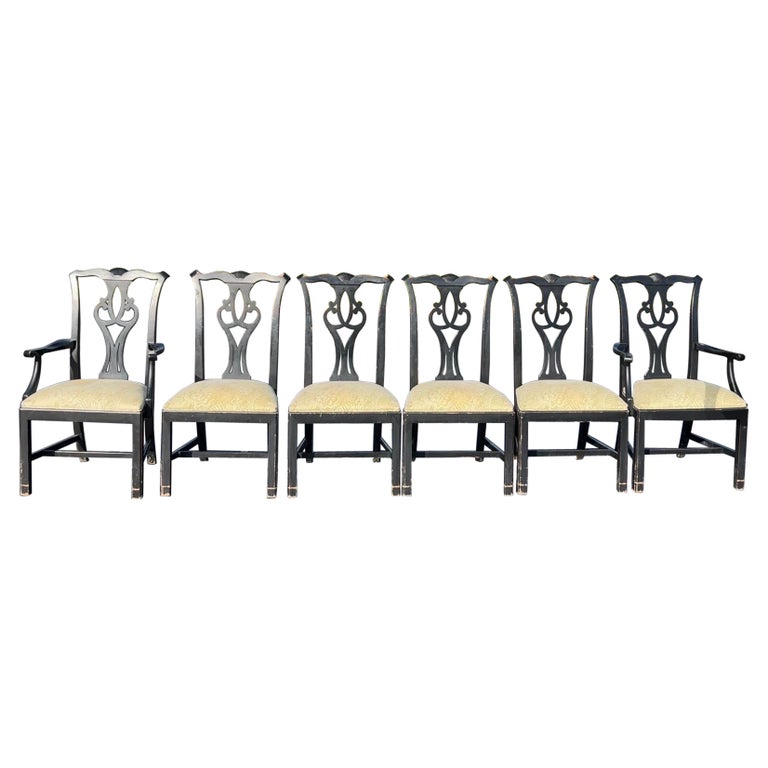 Set of Six Ethan Allen Dining Chairs in Black For Sale at 1stDibs