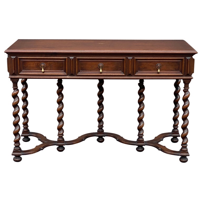 1920s Irving and Casson Solid Walnut Barley Twist Console Library Table ...