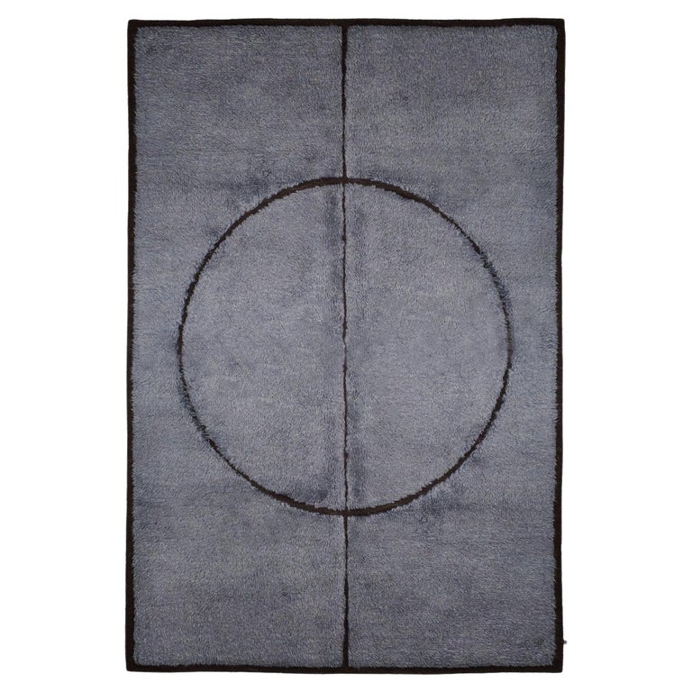 Half Moon Area Shag Rug, Hand Knotted For Sale at 1stDibs