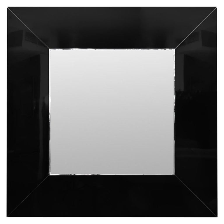 Hollywood Glam Monumental Black Lacquer Mirror For Sale at 1stDibs