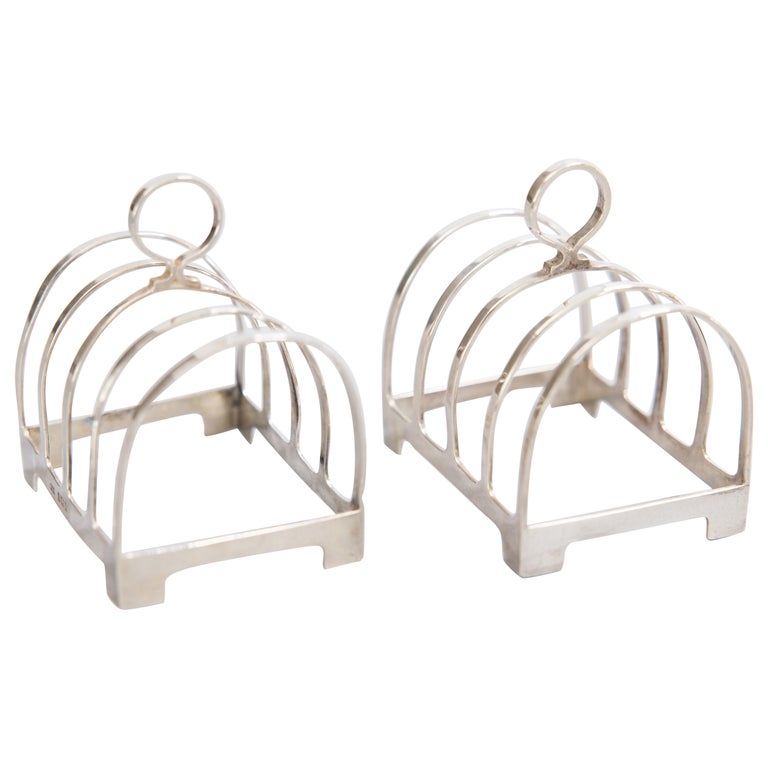 Pair of English Sterling Silver Toast Racks in Original Fitted Case ...