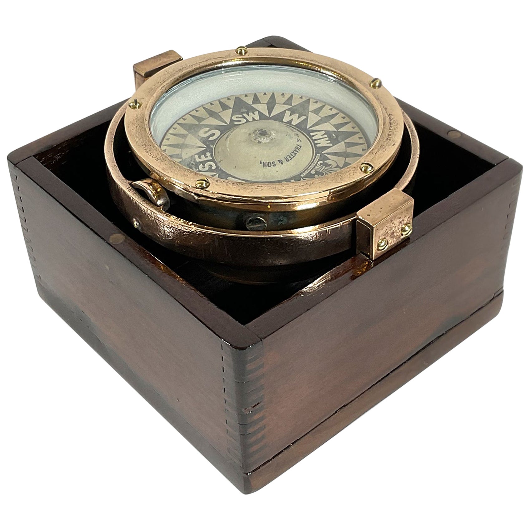Beautiful Compasses Mahogany Box, 1858 at 1stDibs