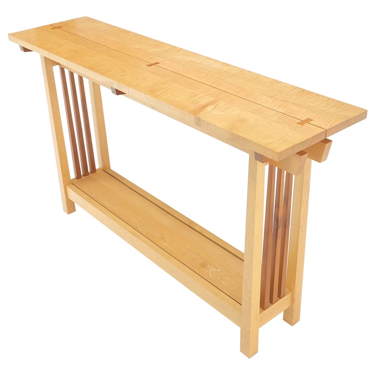 Solid Maple and Walnut Butterfly Joint Studio Made Console Sofa Table ...