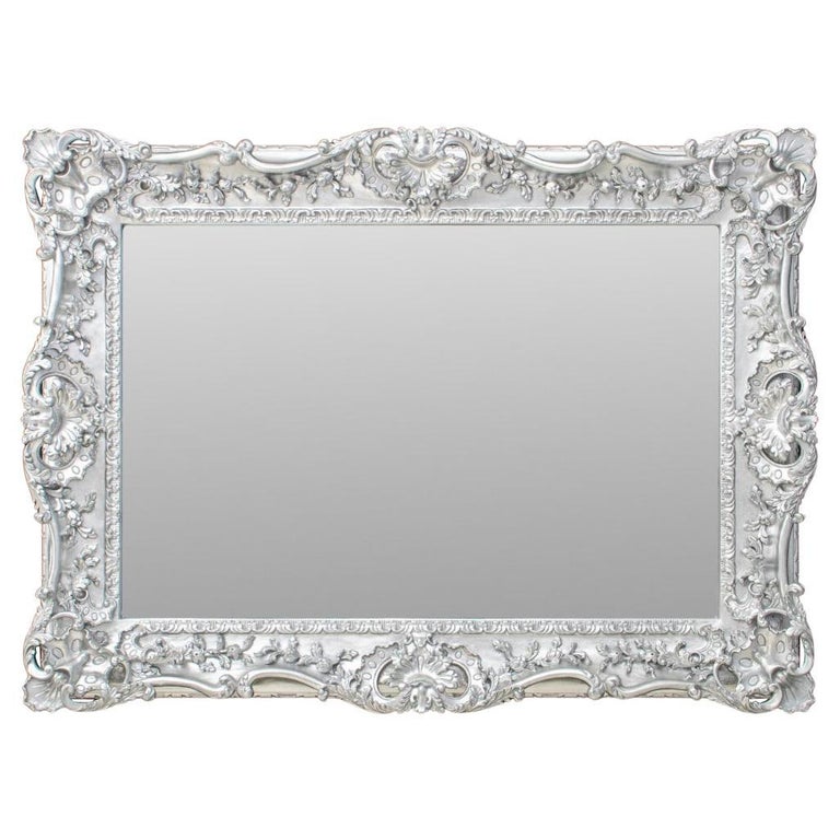 French Louis XV Rococo Style Silvered Mirror For Sale at 1stDibs