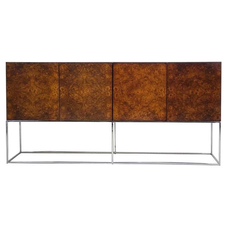 Sideboard aus Wurzelholz und Chrom von Milo Baughman fur Thayer Coggin