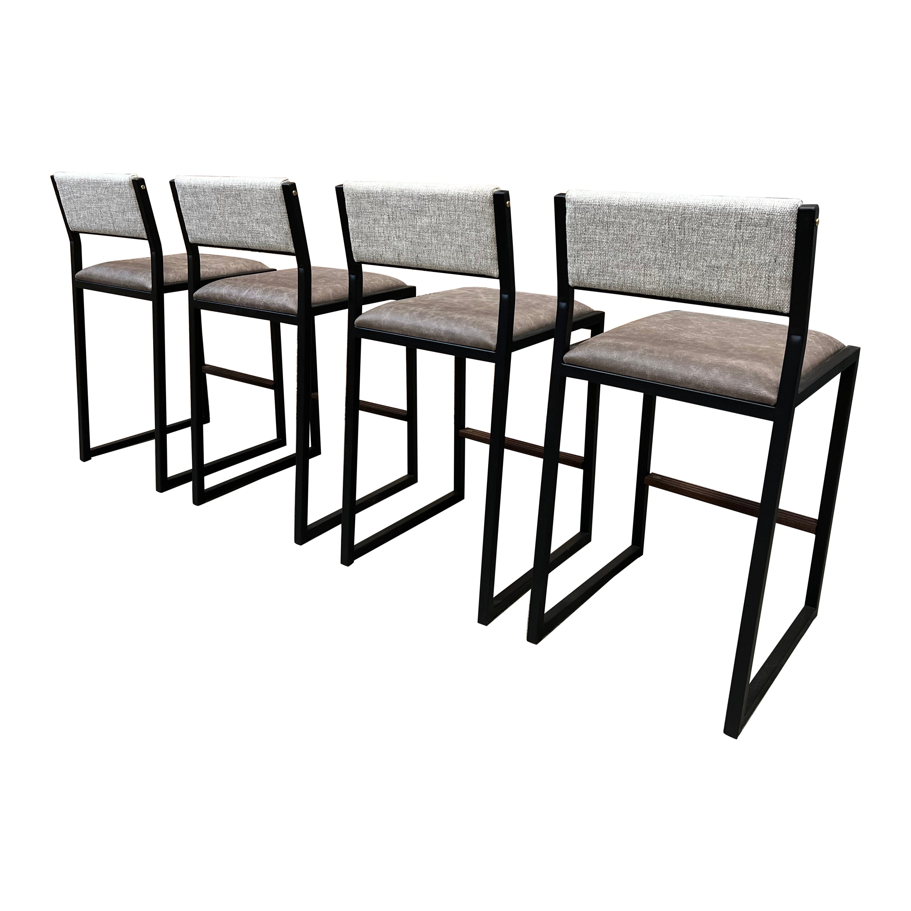 4x Shaker Backless Bar Stools, by Ambrozia, Walnut, Vintage sand ...