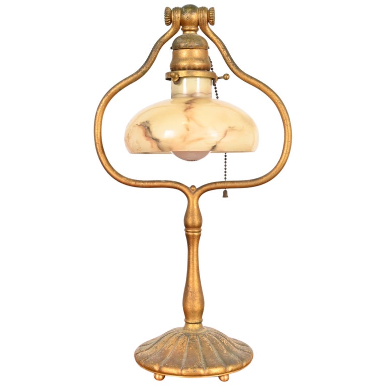 Tiffany Studios New York Gilt Bronze Harp Desk Lamp, circa 1910 For ...