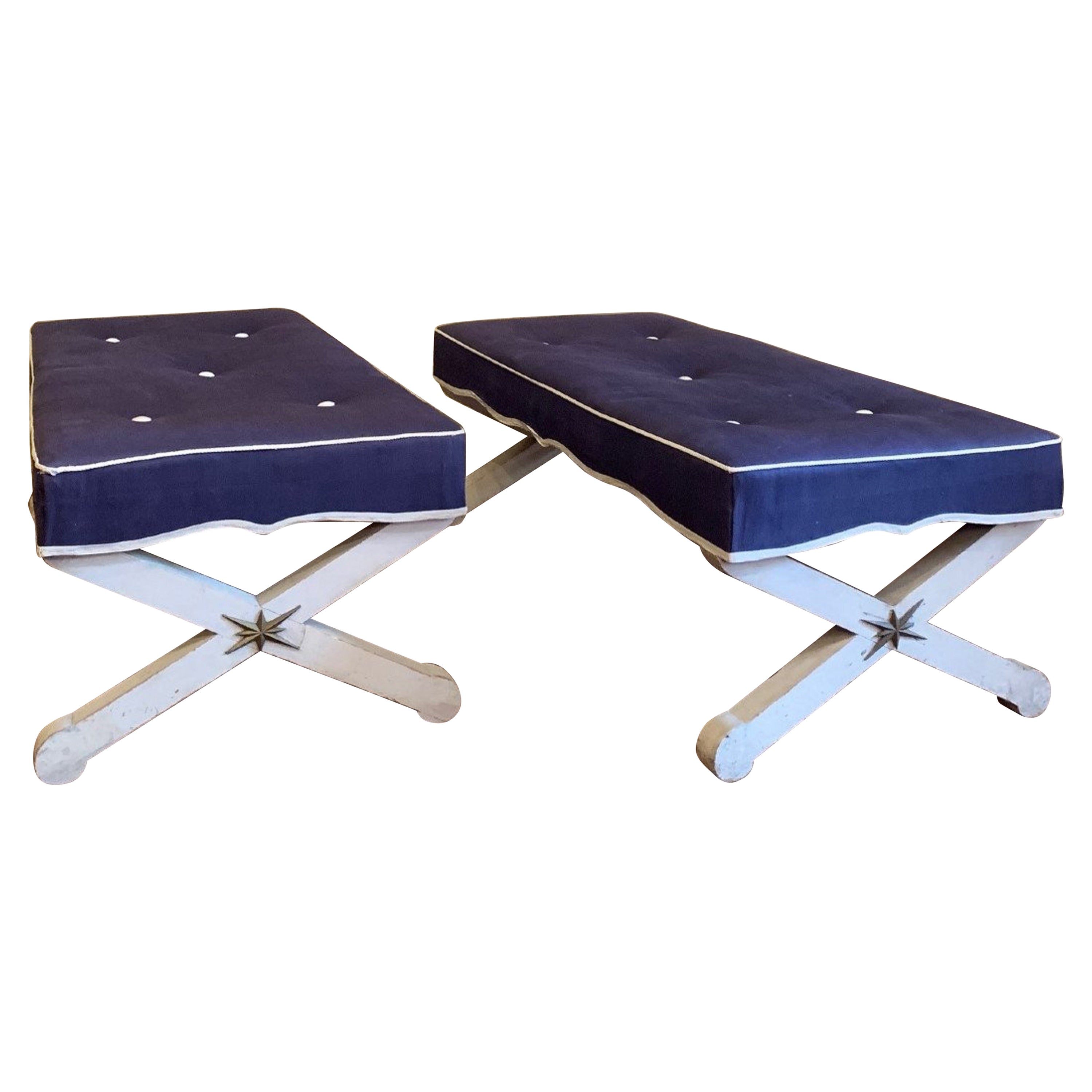 Pair of French Modern Neoclassical Stools / Benches Attributed to Andre ...