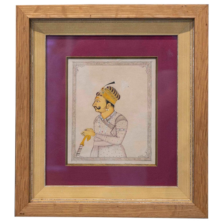 Indu Hand Painted Picture of a Maraja Character with a Hat and Sword ...