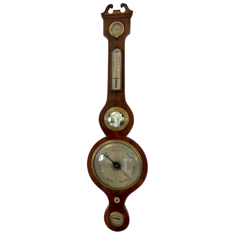 Antique George III Quality Mahogany Banjo Barometer For Sale at 1stDibs