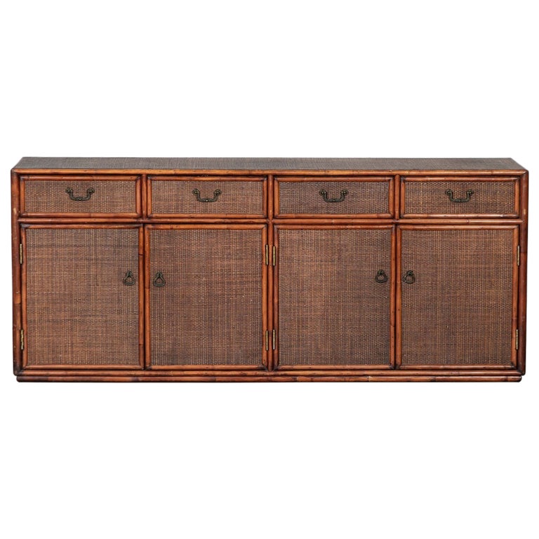 Large English Bamboo Rattan Beech Sideboard For Sale at 1stDibs