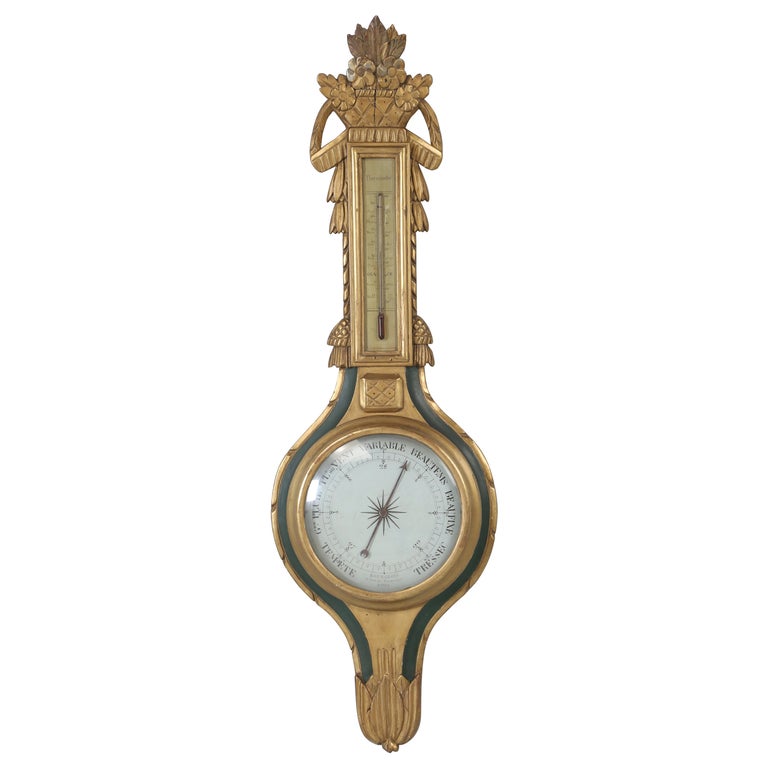 Antique French Barometer and Thermometer from Bourgeois Paris Original ...