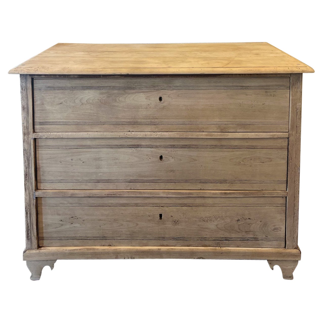 Antique Austrian Biedermeier Stripped Oak Chest For Sale at 1stDibs