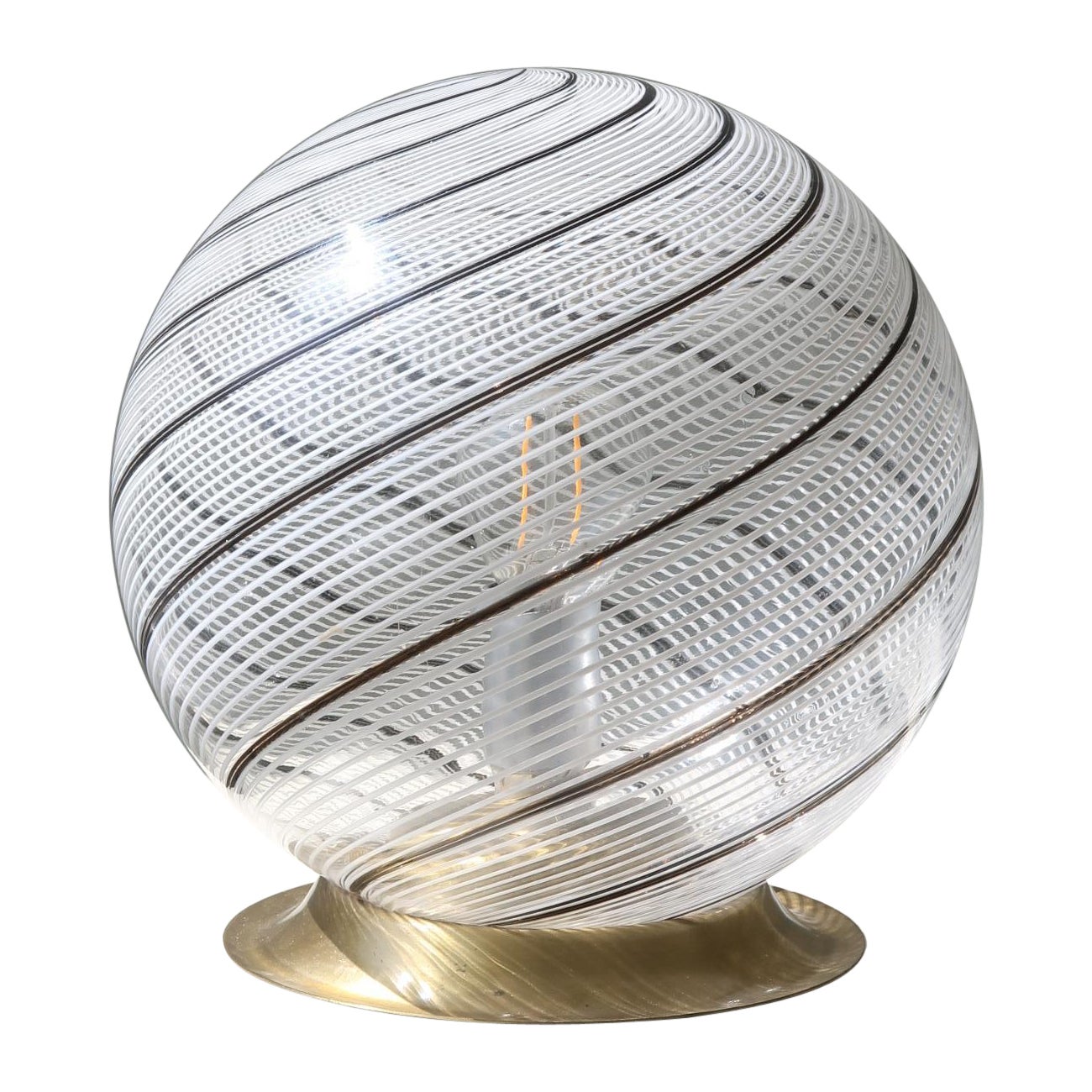 1968 Mouth Blown Murano Black Glass Bissa Table Lamp, Italian Design by ...