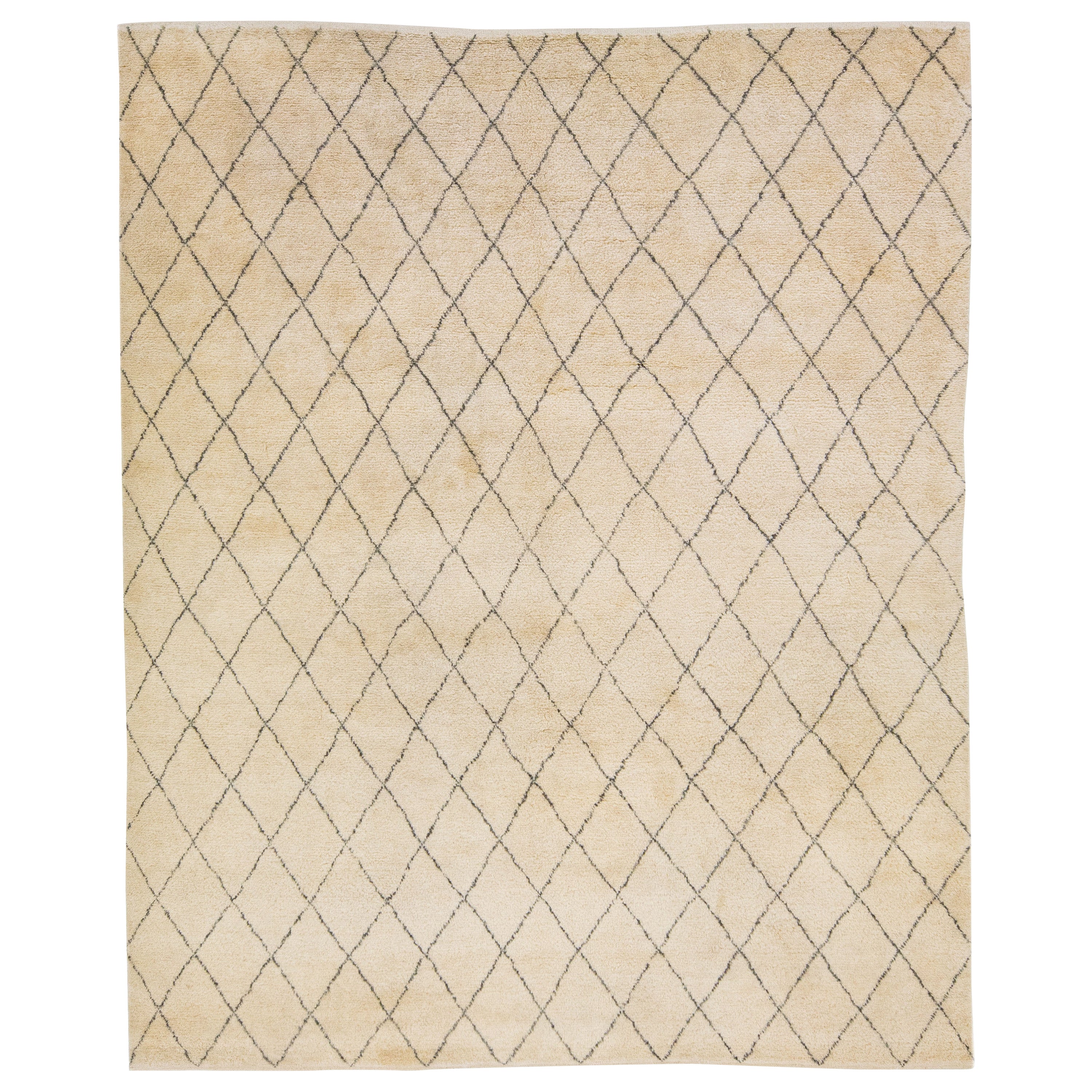 Modern Tribal Moroccan Style Wool Rug with Tan Color Field For Sale at ...