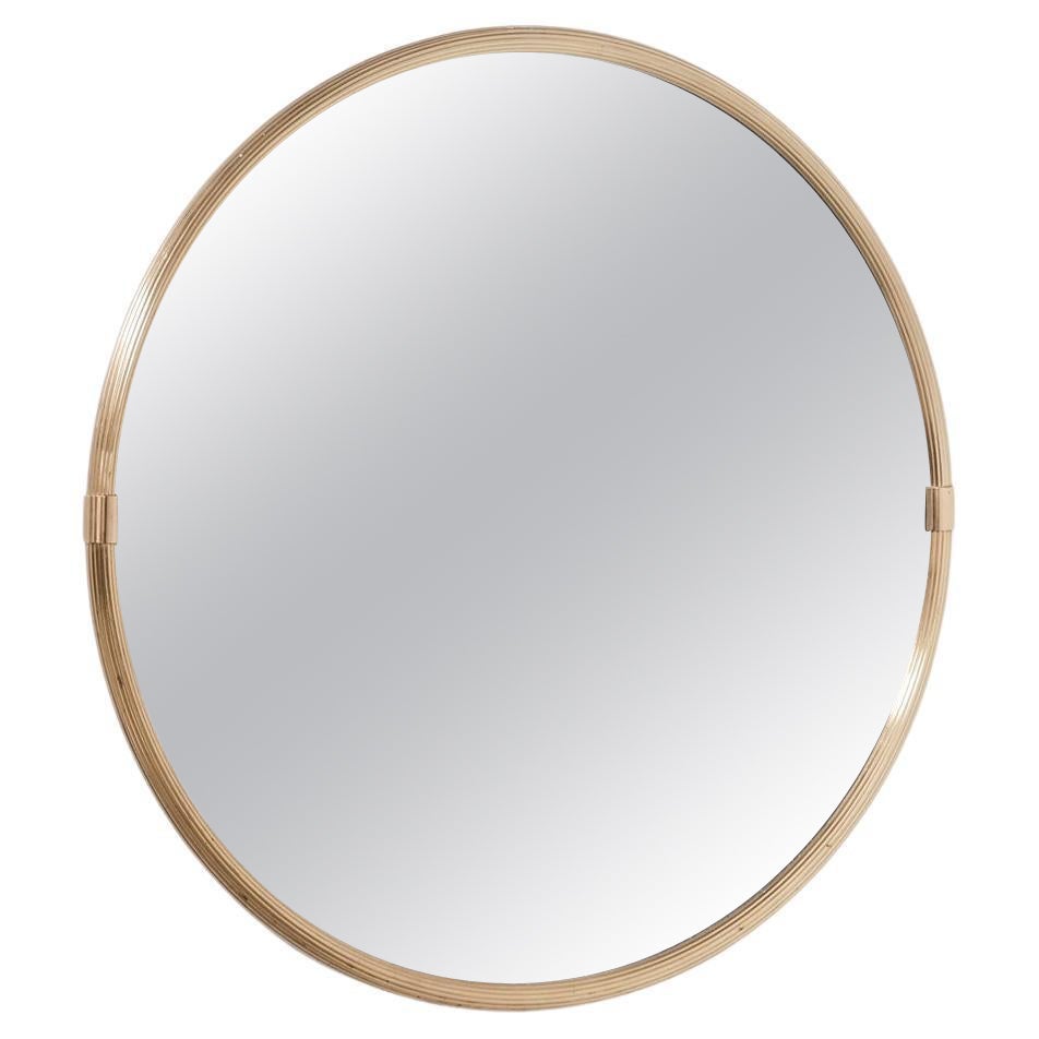Brass Circular Midcentury Danish Mirror For Sale at 1stDibs