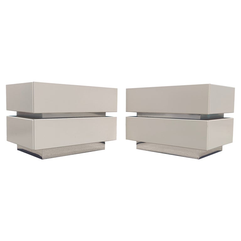 Vintage Postmodern Lacquered Nightstands, circa 1980s For Sale at 1stDibs