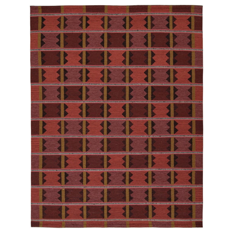 Rug and Kilim’s Scandinavian Style Kilim with Patterns in Tones of Red ...