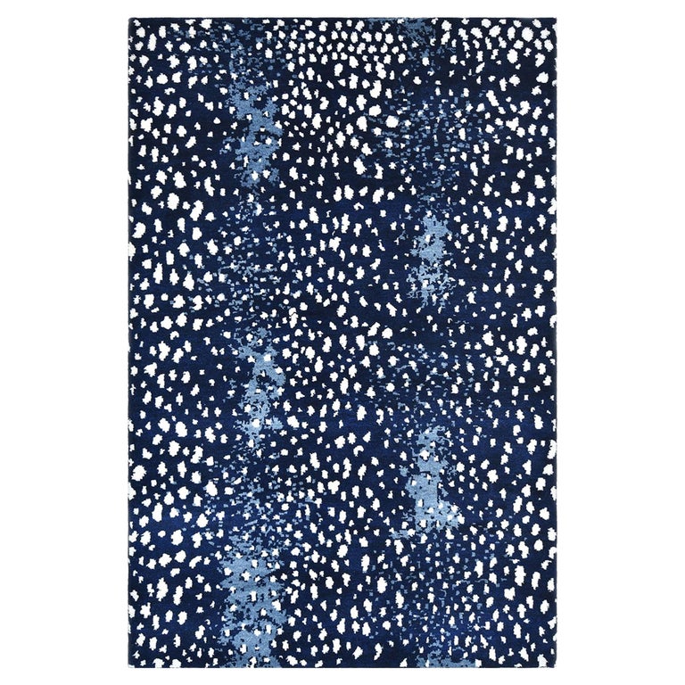 Solo Rugs Modern Animal Hand Knotted Blue Area Rug For Sale at 1stDibs