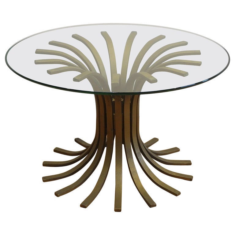 Midcentury Hourglass Form Glass Top End Side Table For Sale at 1stDibs