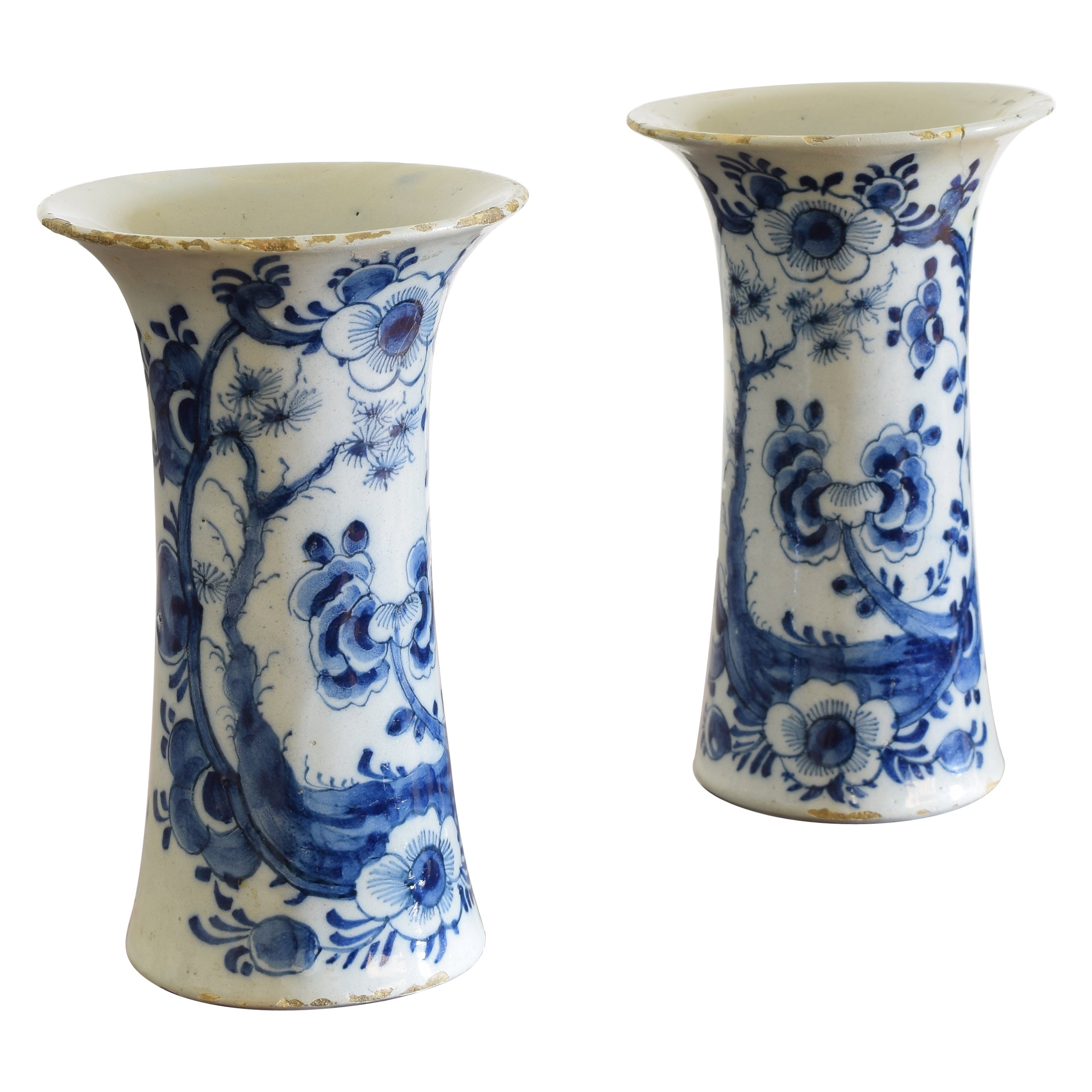 Dutch 18th Century Pair of Beaker Vases For Sale at 1stDibs