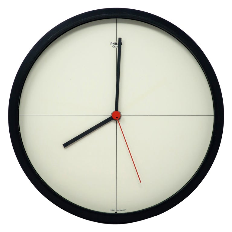 1980s Postmodern Minimalist Philips Wall Clock For Sale at 1stDibs